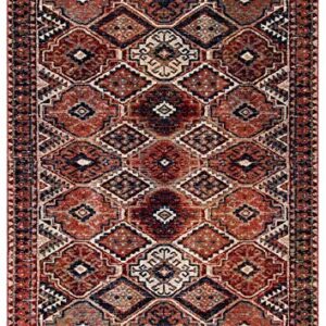 SAFAVIEH Herat Collection Area Rug - 8' x 10', Rust & Creme, Traditional Distressed Design, Non-Shedding & Easy Care, Ideal for High Traffic Areas in Living Room, Bedroom (HRT315A)