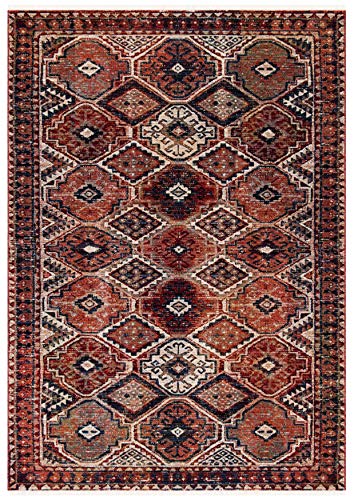 SAFAVIEH Herat Collection Area Rug - 8' x 10', Rust & Creme, Traditional Distressed Design, Non-Shedding & Easy Care, Ideal for High Traffic Areas in Living Room, Bedroom (HRT315A)