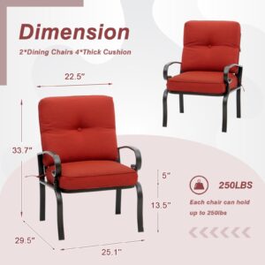 Oakmont 2 Piece Outdoor Furniture Patio Bistro Chairs Metal Dining Furniture Set, All-Weather Garden Seating Chair (Red)