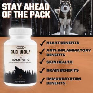 The Old Wolf Immunity (Pack Leader) 8 in 1 Multivitamins: Essential Dog Vitamins, Probiotics for Dogs to Improve Overall Health, Vitamin for Skin & Coat and Immune Health - Krill & CLA 80 Soft Gels