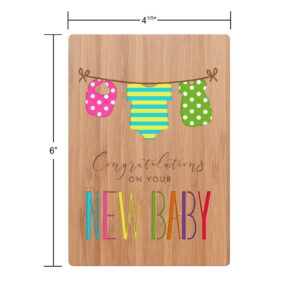 HeartspaceCards Handmade Bamboo Card - Baby Shower Congratulations