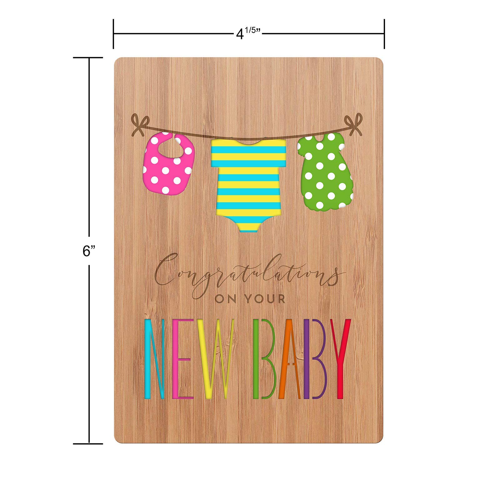 HeartspaceCards Handmade Bamboo Card - Baby Shower Congratulations