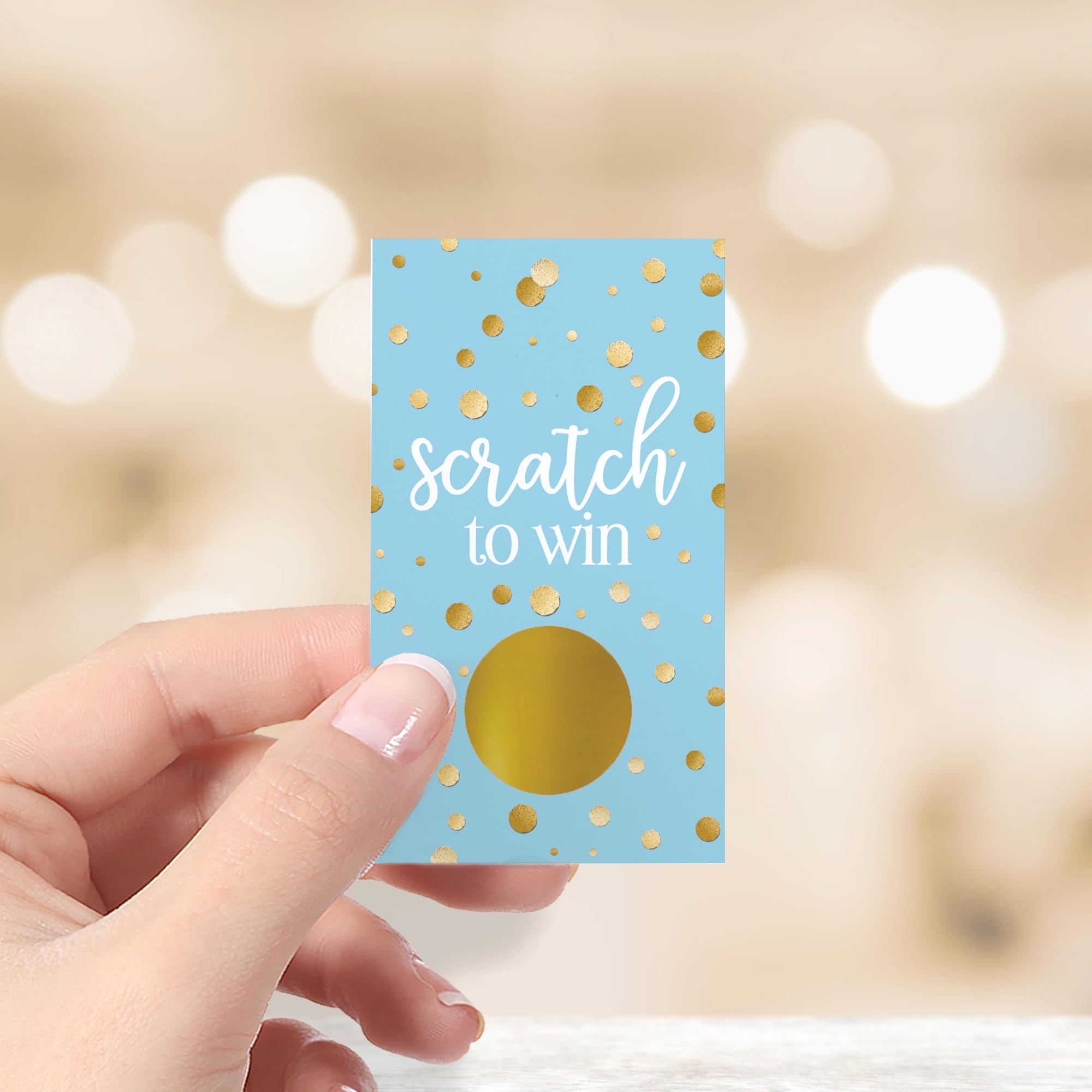 DISTINCTIVS Blue and Gold Scratch Off Party Game - Boy Baby Shower, Bridal Shower - 28 Cards