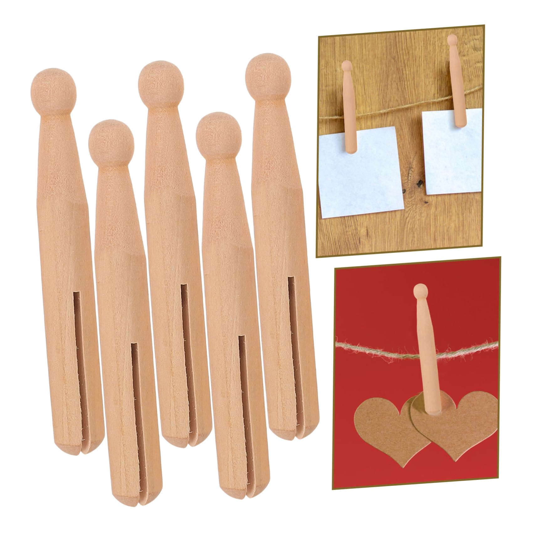 10pcs Wooden Clothespins Round Wooden Clothespins DIY Wooden Doll Sticks Crafting Painting Ornament