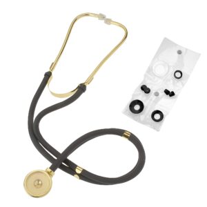 asa techmed gold & black premium sprague rappaport lightweight dual head stethoscope | adult, pediatric, infant chestpiece + accessory pouch for clincial, doctor, nurse