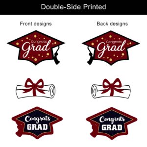 Maroon and Gold Graduation Decorations Set of 24 Class of 2025 Table Decor Congrats Grad Party Centerpiece Sticks Table Toppers Graduation Party Supplies