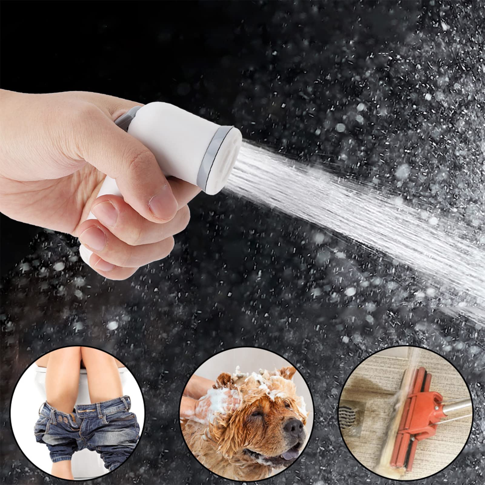 TOPINCN Bidet Spray Head, Handheld Plastic Bidet Toilet Sprayer kit Bathroom Hand Shower Women Self kit for Personal Hygiene Pet Car Washing