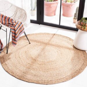 safavieh natural fiber collection area rug - 8' round, natural, handmade boho country charm jute, ideal for high traffic areas in living room, bedroom (nfb249a)