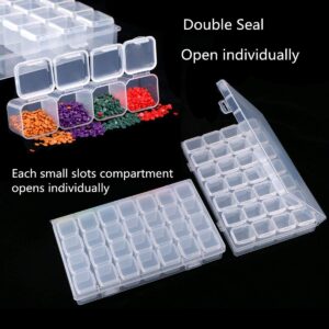 Diamond Painting Embroidery Box 2 Pack 28 Grids Plastic Storage Containers Adjustable Bead Case