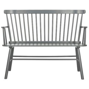 Spindleback Settee - 48" X 22.4" 36" Grey Solid Colonial Country Farmhouse Rubberwood Wood