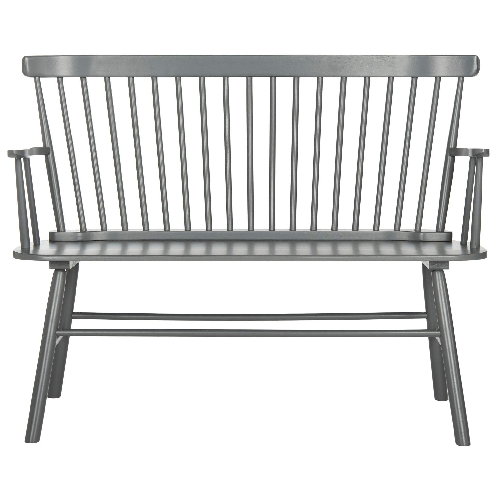 Spindleback Settee - 48" X 22.4" 36" Grey Solid Colonial Country Farmhouse Rubberwood Wood