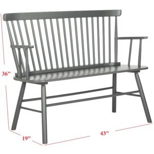 Spindleback Settee - 48" X 22.4" 36" Grey Solid Colonial Country Farmhouse Rubberwood Wood