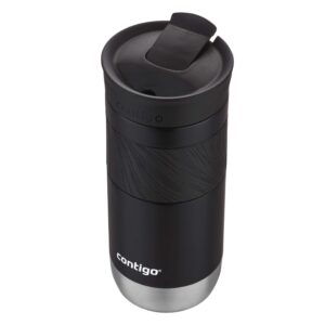 Contigo Byron Vacuum-Insulated Stainless Steel Travel Mug with Leak-Proof Lid, Reusable Coffee Mug or Water Bottle, BPA-Free, 16oz, Licorice, Keeps Beverages Hot for 6 Hours or Cold for 12 Hours