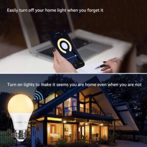 Lighting EVER LED Smart Light Bulbs, Compatible with Alexa and Google Assistant, 60 Watt Equivalent, Dimmable with App (Not Support Traditional Dimmers), Warm White 2700K, A19 E26, 2.4GHz WiFi Only