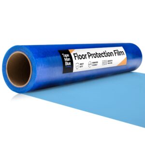 floor protection film, 48" x 200', made in usa, blue self adhesive floor protector tape for moving, painting and construction, temporary floor covering to shield hardwood floors, tile, hard surfaces