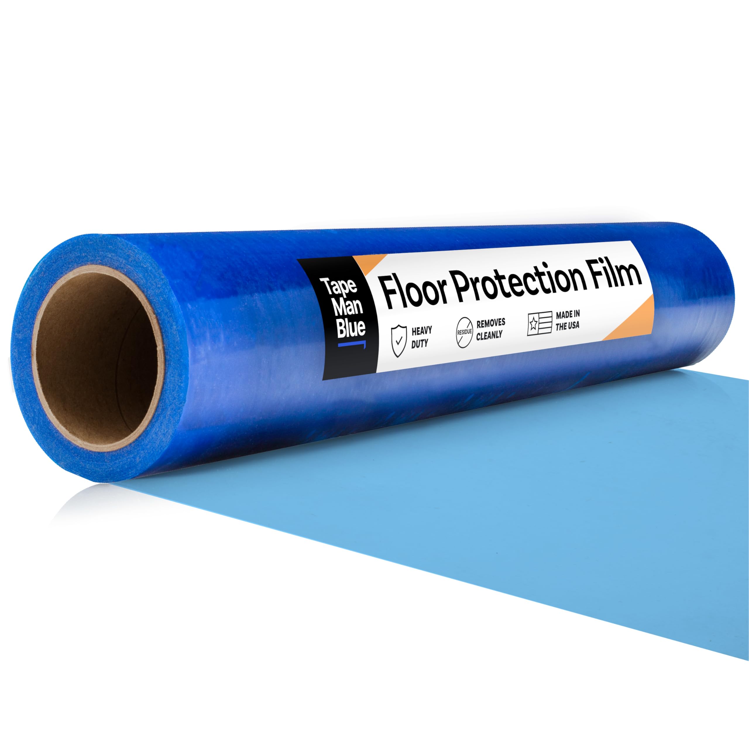 Floor Protection Film, 48" x 200', Made in USA, Blue Self Adhesive Floor Protector Tape for Moving, Painting and Construction, Temporary Floor Covering to Shield Hardwood Floors, Tile, Hard Surfaces