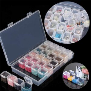 Diamond Painting Embroidery Box 2 Pack 28 Grids Plastic Storage Containers Adjustable Bead Case