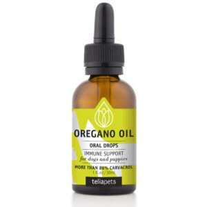 vetercure oregano oil oral drops for pets- natural immune support for dogs & puppies- pet supplement - deep cleansing action for perfect dog coat, skin & overall health-1 fl.oz