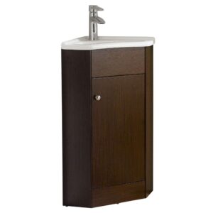 fine fixtures - corner bathroom vanity and sink, wenge - englewood collection