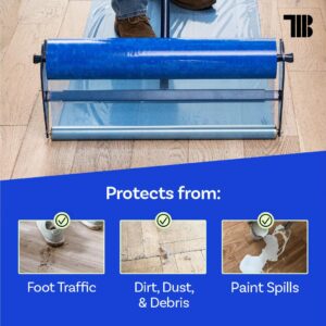 Floor Protection Film, 48" x 200', Made in USA, Blue Self Adhesive Floor Protector Tape for Moving, Painting and Construction, Temporary Floor Covering to Shield Hardwood Floors, Tile, Hard Surfaces