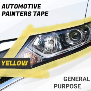 Lichamp 10-Pack Automotive Refinish Masking Tape Yellow 36mm x 55m, Cars Vehicles Auto Body Paint Tape, Automotive Painters Tape Bulk Set 1.4-inch x 180-foot x 10 Rolls (600 Total Yards)