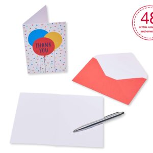 American Greetings Thank You Cards with Envelopes, Multi Color Balloons (48-Count)