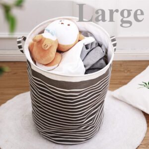 WEHUSE Waterproof Fabric Laundry Hamper Collapsible, 22 Inch Tall Grey Thickened Canvas Dirty Clothes Hampers for Bedroom, Kids Room Storage