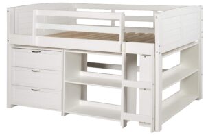 donco kids louver panel twin modular low loft bed in white finish - combo set b