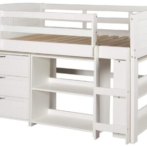 Donco Kids Louver Panel Twin Modular Low Loft Bed in White Finish - Combo Set B