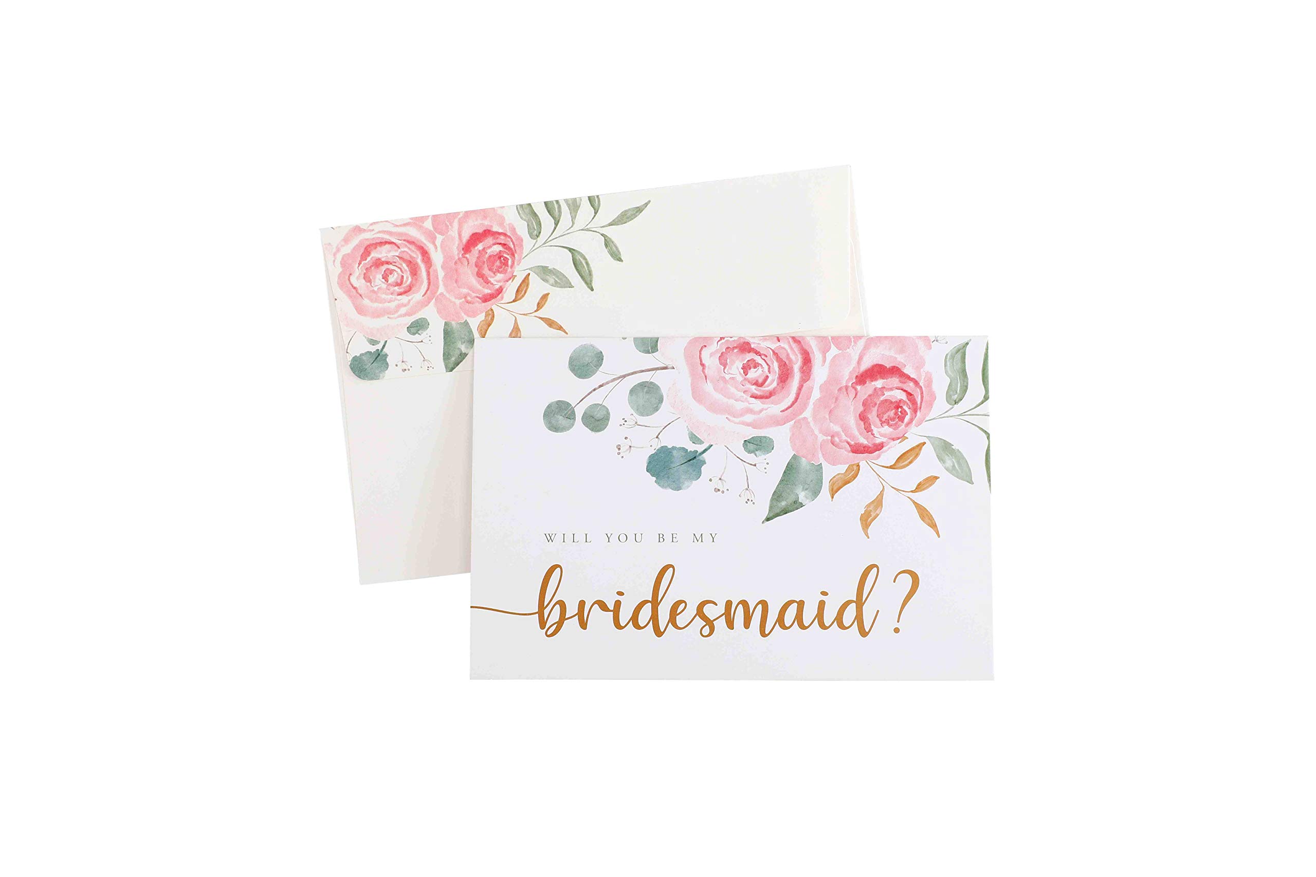 GSM Brands Bridesmaid Proposal Cards with Maid and Matron of Honor (10 Cards with Envelopes - 8x Bridesmaid and 1x Maid and Matron)