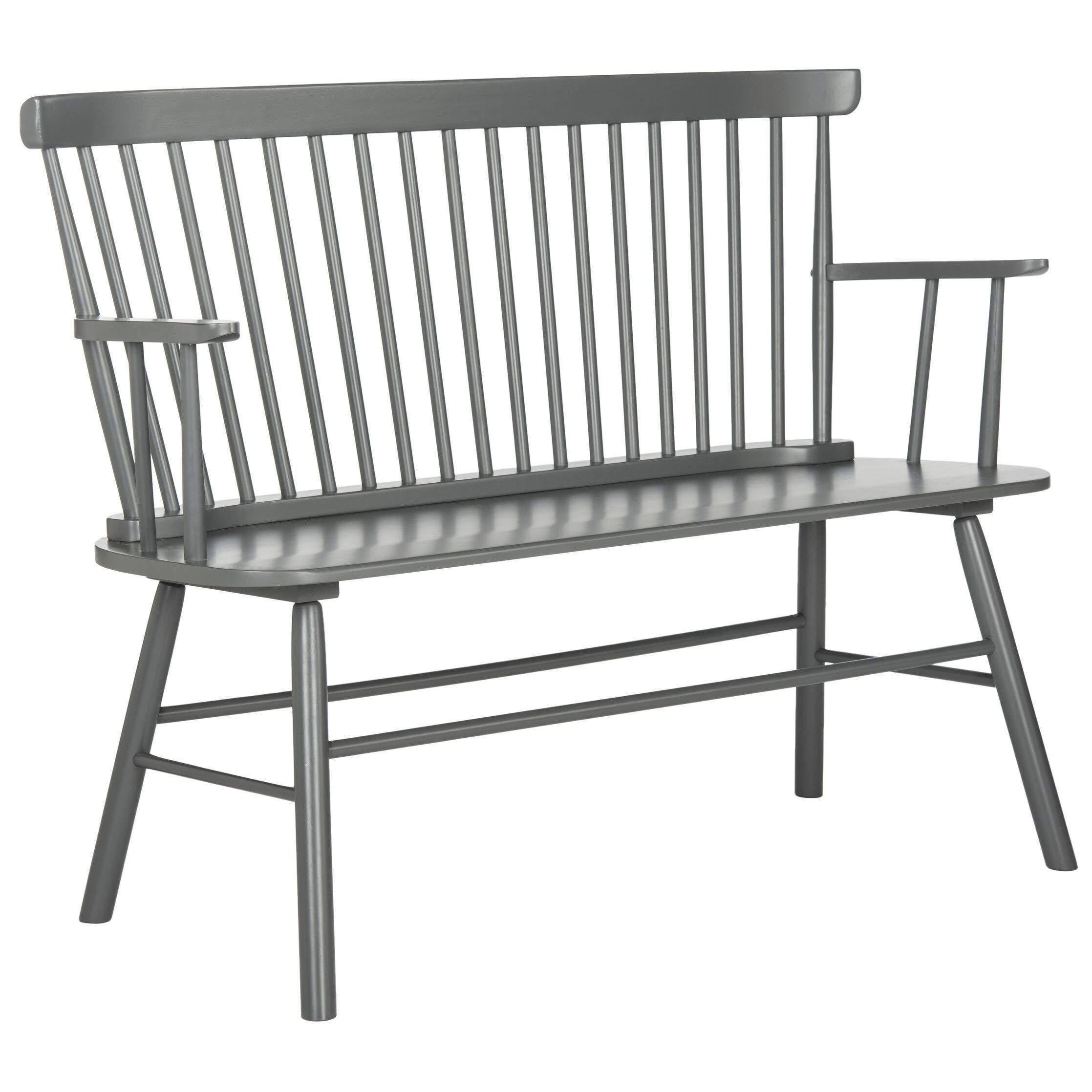 Spindleback Settee - 48" X 22.4" 36" Grey Solid Colonial Country Farmhouse Rubberwood Wood