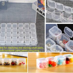 Diamond Painting Embroidery Box 2 Pack 28 Grids Plastic Storage Containers Adjustable Bead Case