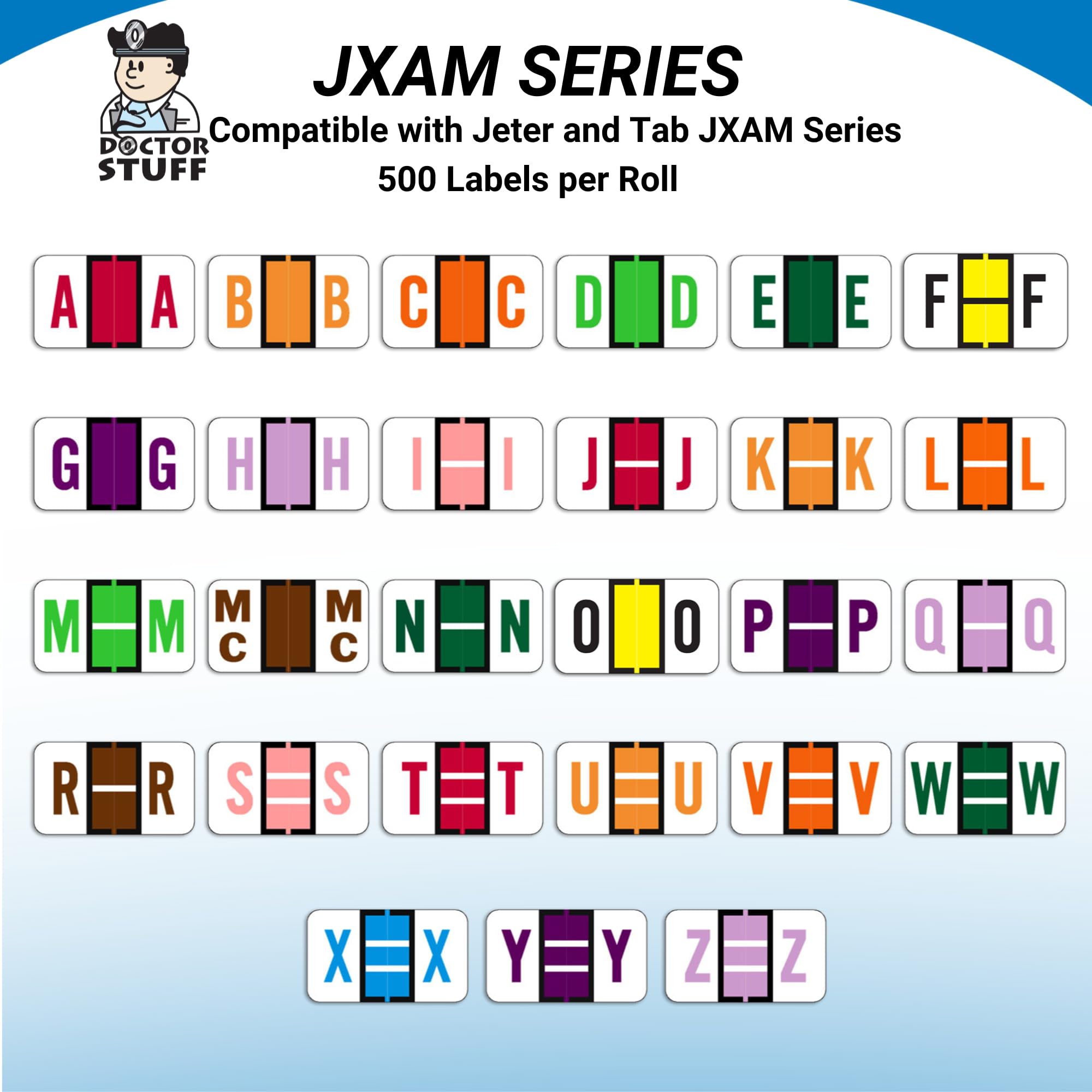 Doctor Stuff - File Folder Labels, Alphabet Letter Q, Jeter/TAB 5109 - JXAM Alternate Series Compatible Alpha Stickers, Lilac, 15/16" x 1-5/8", 500/Roll