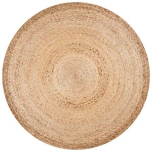 SAFAVIEH Natural Fiber Collection Area Rug - 8' Round, Natural, Handmade Boho Country Charm Jute, Ideal for High Traffic Areas in Living Room, Bedroom (NFB249A)