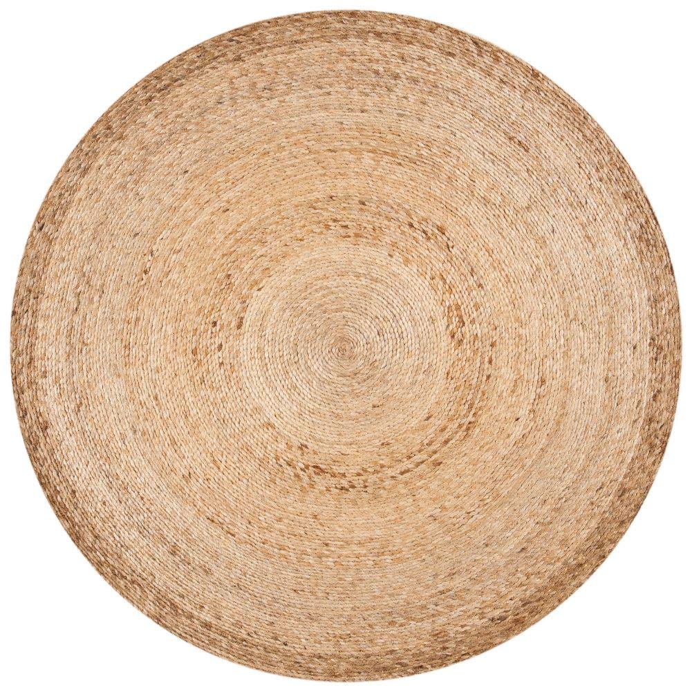 SAFAVIEH Natural Fiber Collection Area Rug - 8' Round, Natural, Handmade Boho Country Charm Jute, Ideal for High Traffic Areas in Living Room, Bedroom (NFB249A)