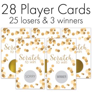 DISTINCTIVS White and Gold Scratch Off Party Game - Anniversary, Bridal Shower, Birthday - 28 Cards