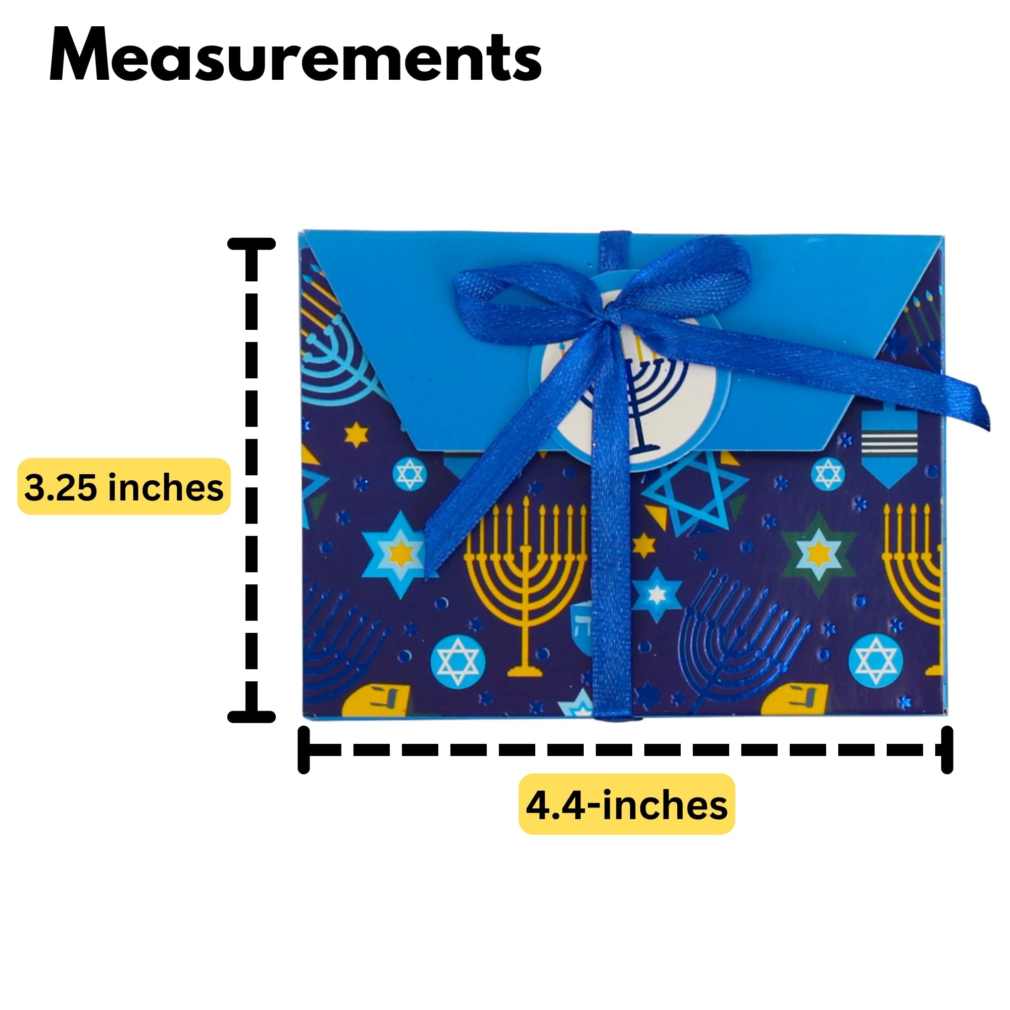 Iconikal Hanukkah Foil and Ribbon Embellished Gift Card Boxes, Set of 9