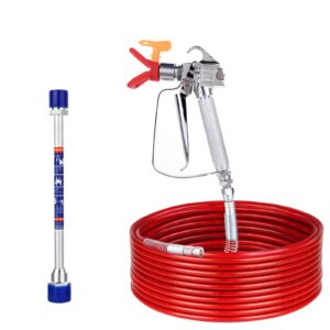 dusichin dus-365 airless paint spray gun high pressure 3600 psi 517 tip swivel joint extension rod paint spray hose 50 feet diameter 1/4 inch for titan graco airless paint sprayer aftermarket parts