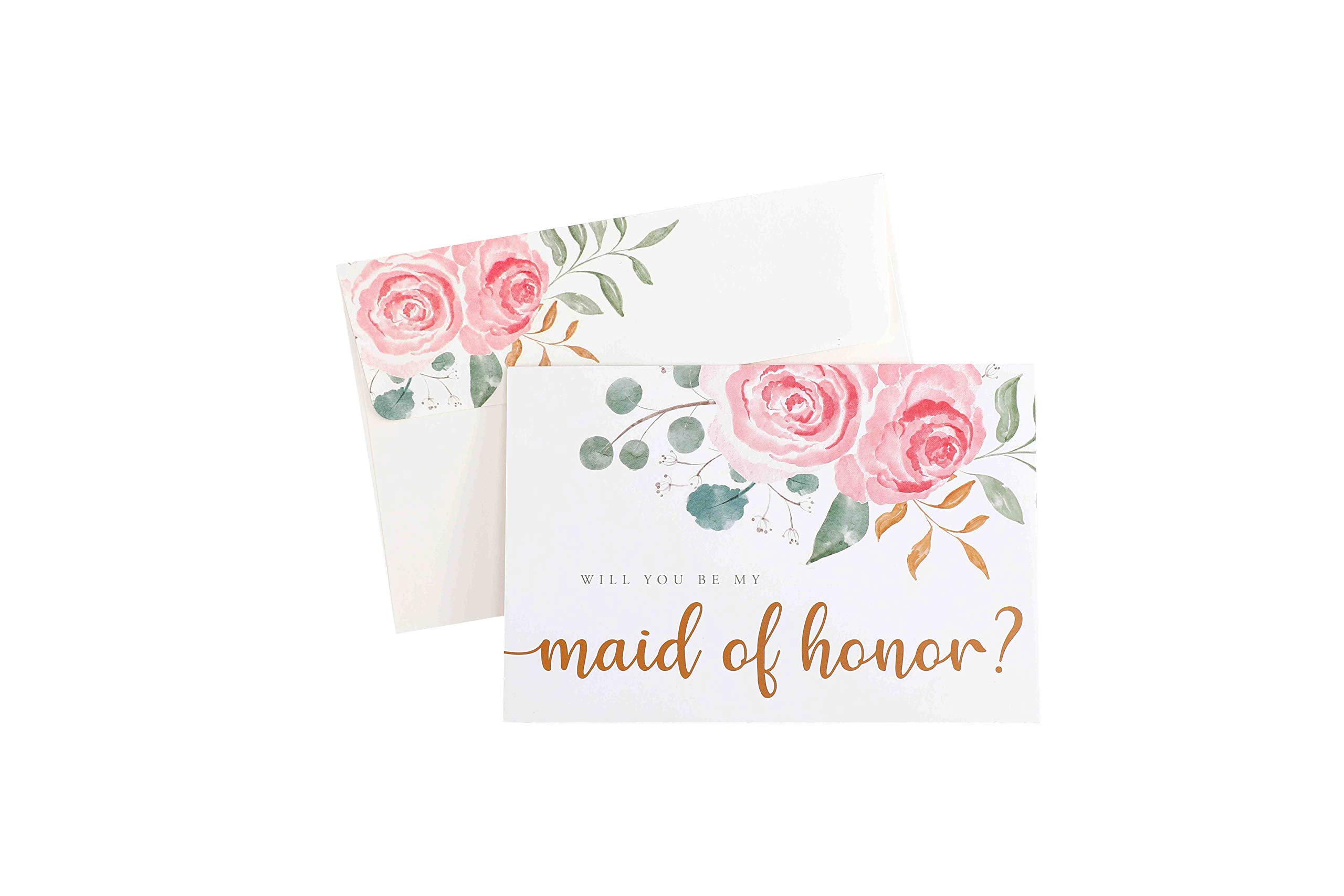 GSM Brands Bridesmaid Proposal Cards with Maid and Matron of Honor (10 Cards with Envelopes - 8x Bridesmaid and 1x Maid and Matron)