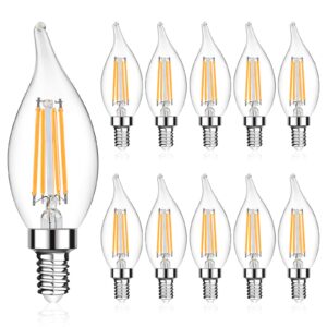 langree e12 led candelabra base bulbs 5w equivalent, 550lm, 2700k soft white, cri 80+, no flickering, long lifespan, dimmable, 10 count