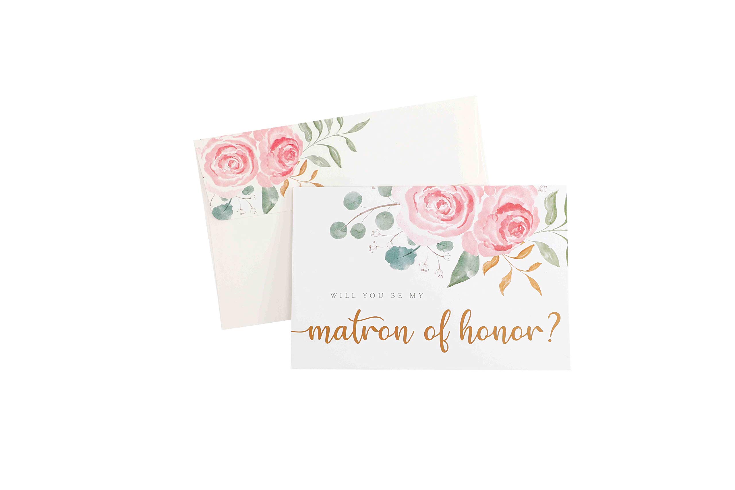 GSM Brands Bridesmaid Proposal Cards with Maid and Matron of Honor (10 Cards with Envelopes - 8x Bridesmaid and 1x Maid and Matron)