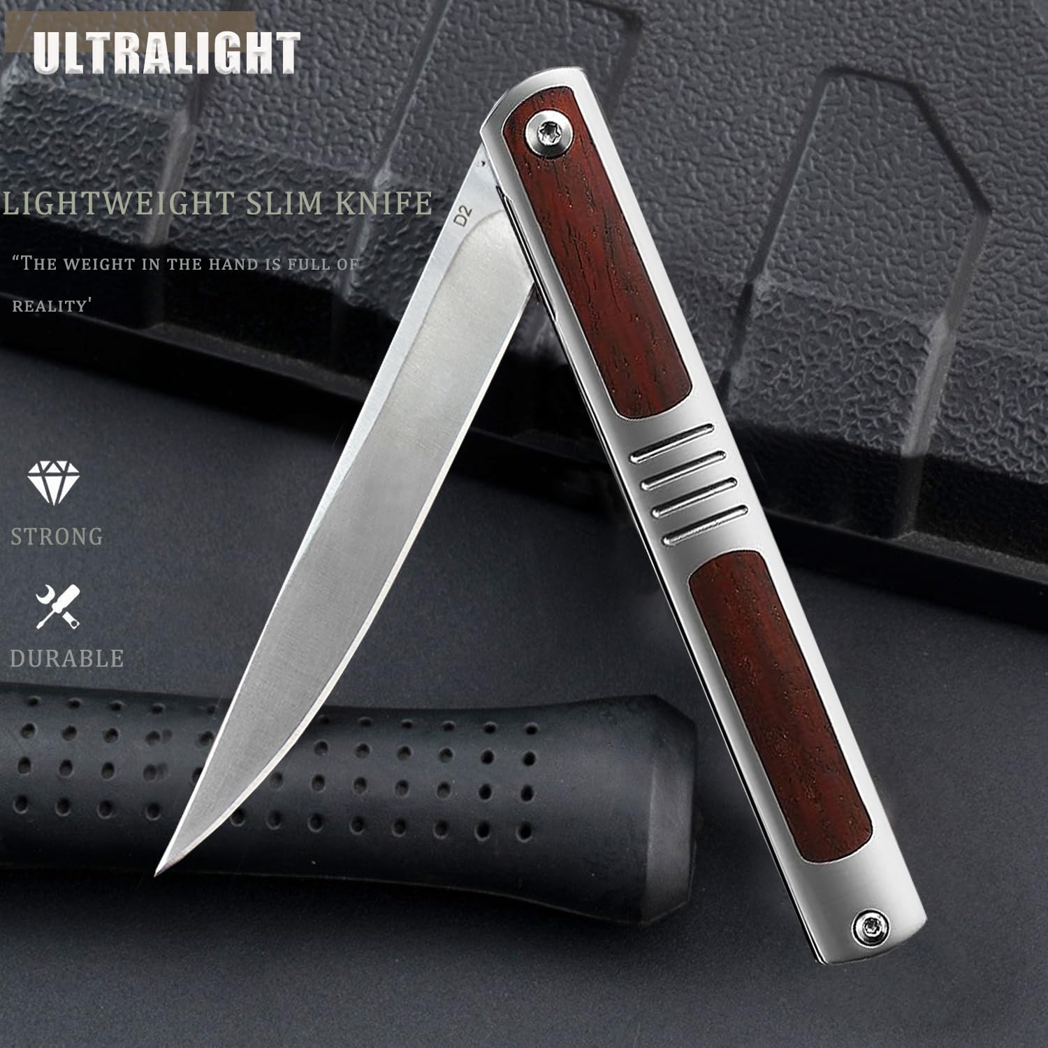 QZL Pocket Knife for Men, Folding Knife with Clip, with D2 Steel Blade, Safety Liner Lock, Sharp Knife for Outdoor Tactical Survival Camping Hunting Fishing, Cool Knifes for Dad