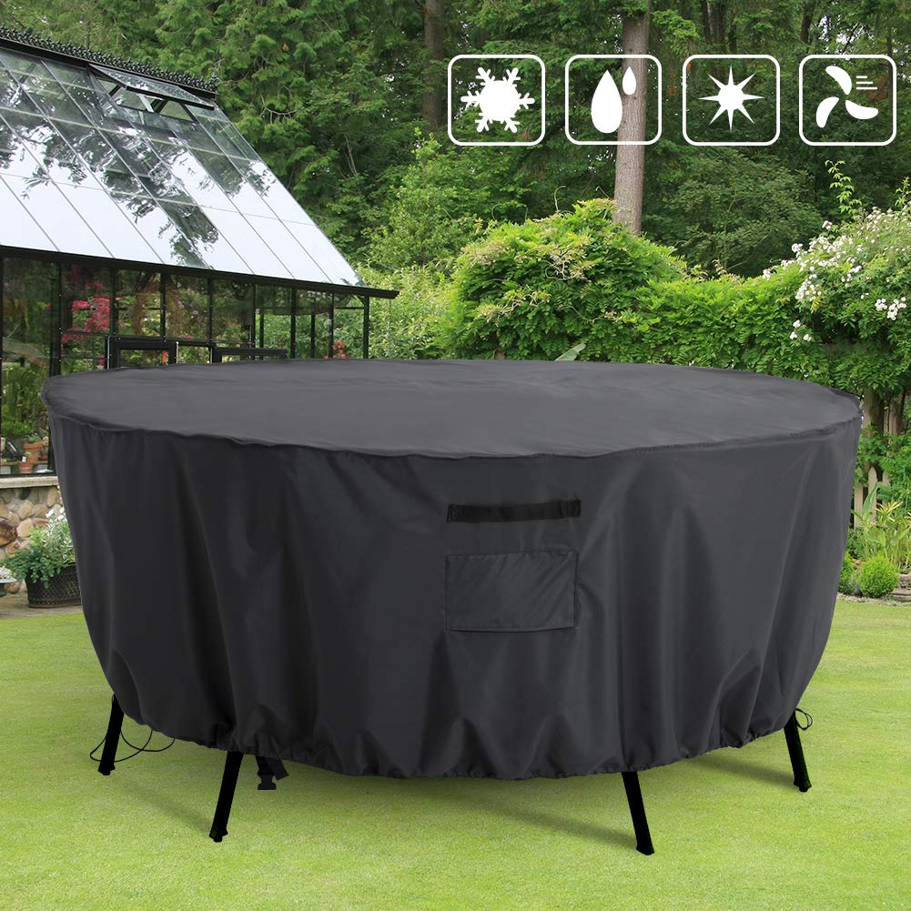 Tempera Outdoor Round Table Cover , Sectional Sofa , Dining Set cover , Anti-Fading , Waterproof Patio Cover for Outdoor Furniture, 72"D x 27.8"H, Space Grey