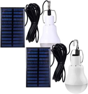 solar light bulbs for indoor home and chicken coop, outdoor waterproof camping lamps for tent, rechargeable led solar lights for shed night, emergency power outage and outside