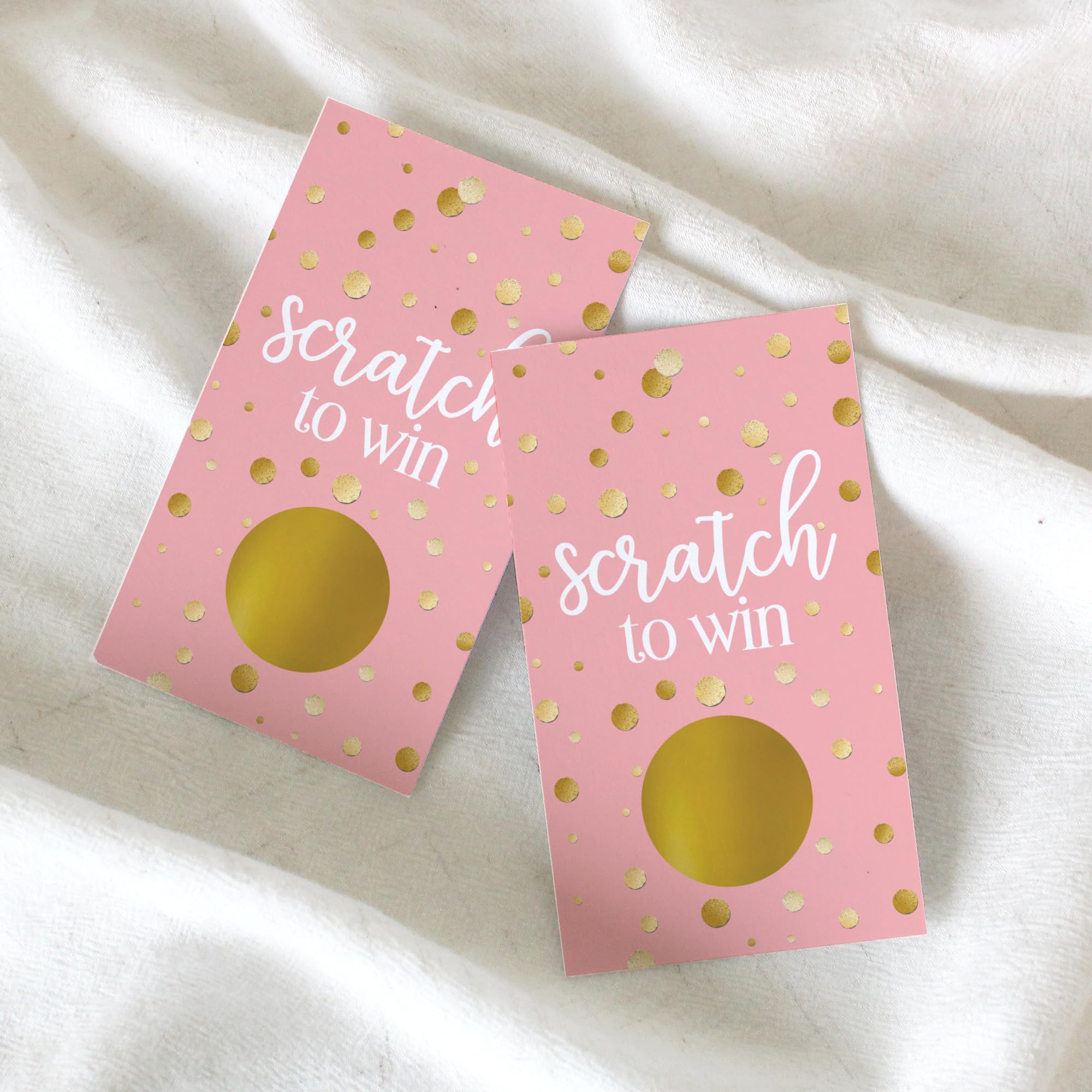 DISTINCTIVS Pink and Gold Scratch Off Party Game - Bridal Shower, Wedding, Birthday - 28 Cards