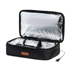 hotlogic max xp large portable electric lunch box food heater - expandable food warmer tote and heated lunchbox for adults work/car/home - cook, reheat, and keep your food warm - black - 120v