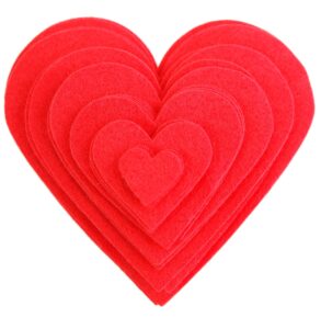 playfully ever after 1 to 6 inch multi-size pack stiff felt hearts 18pc (red)