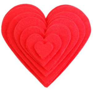 Playfully Ever After 1 to 6 inch Multi-Size Pack Stiff Felt Hearts 18pc (Red)