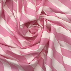 Sal Tex Fabrics, 1" Stripe Poly Cotton Fabric Print, Two Color Combination, Sells by The Yard, 60" Wide (Pink/White)