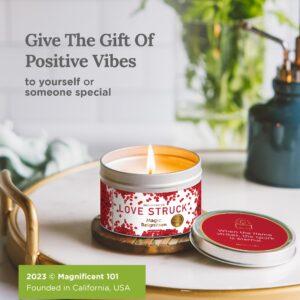 Magnificent 101 Love Struck Aromatherapy Candle – 6 Oz - 30 Hour Burn | Soy Wax Tin Candle for Love Reignition, Purification, Manifestation, & Chakra Healing